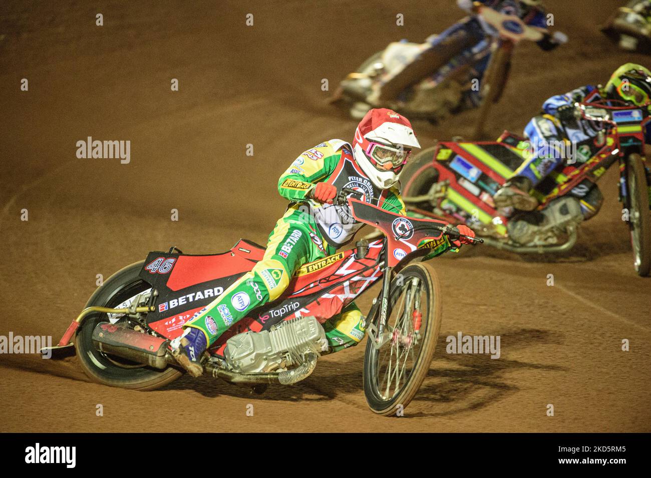Max Fricke(Red) leads Michael Palm-Toft (Yellow) and Robert Lambert ...