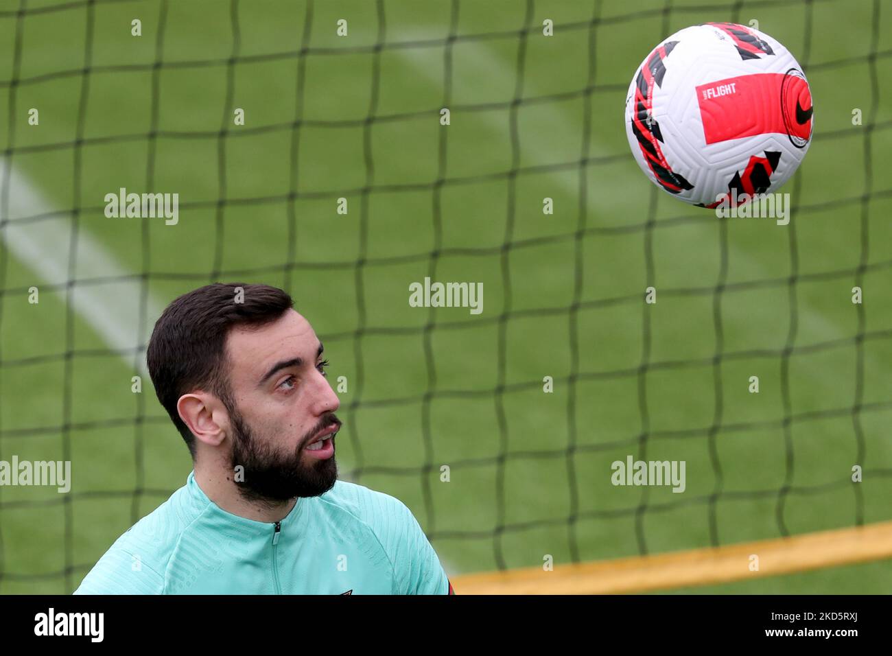Portugal's midfielder Bruno Fernandes attends a training session at ...