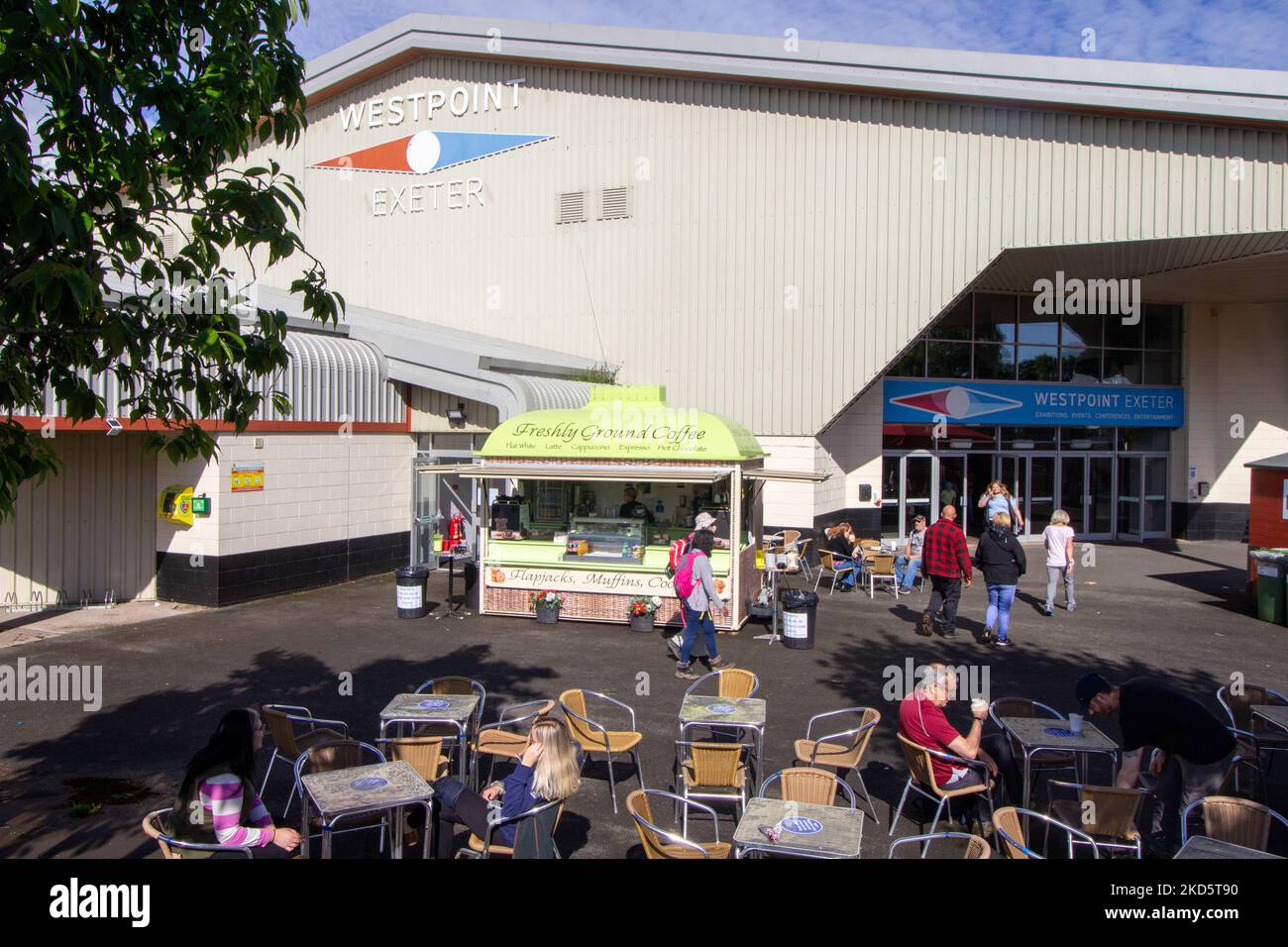 EXETER, DEVON, UK - JULY 1, 2022 trade stand Westpoint Exeter sign ...