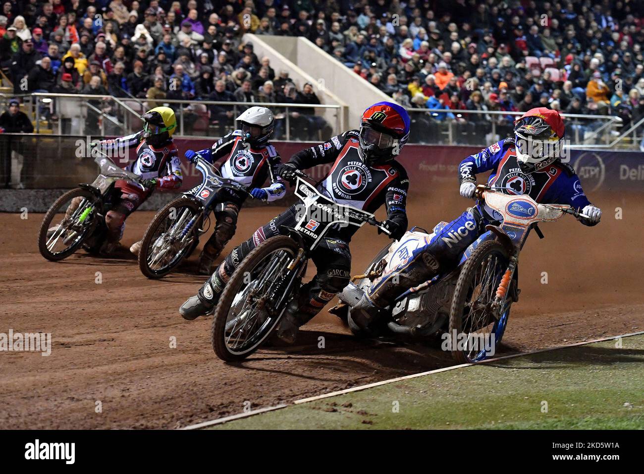 Tai Woffinden leads Robert Lambert during the Peter Craven Memorial ...