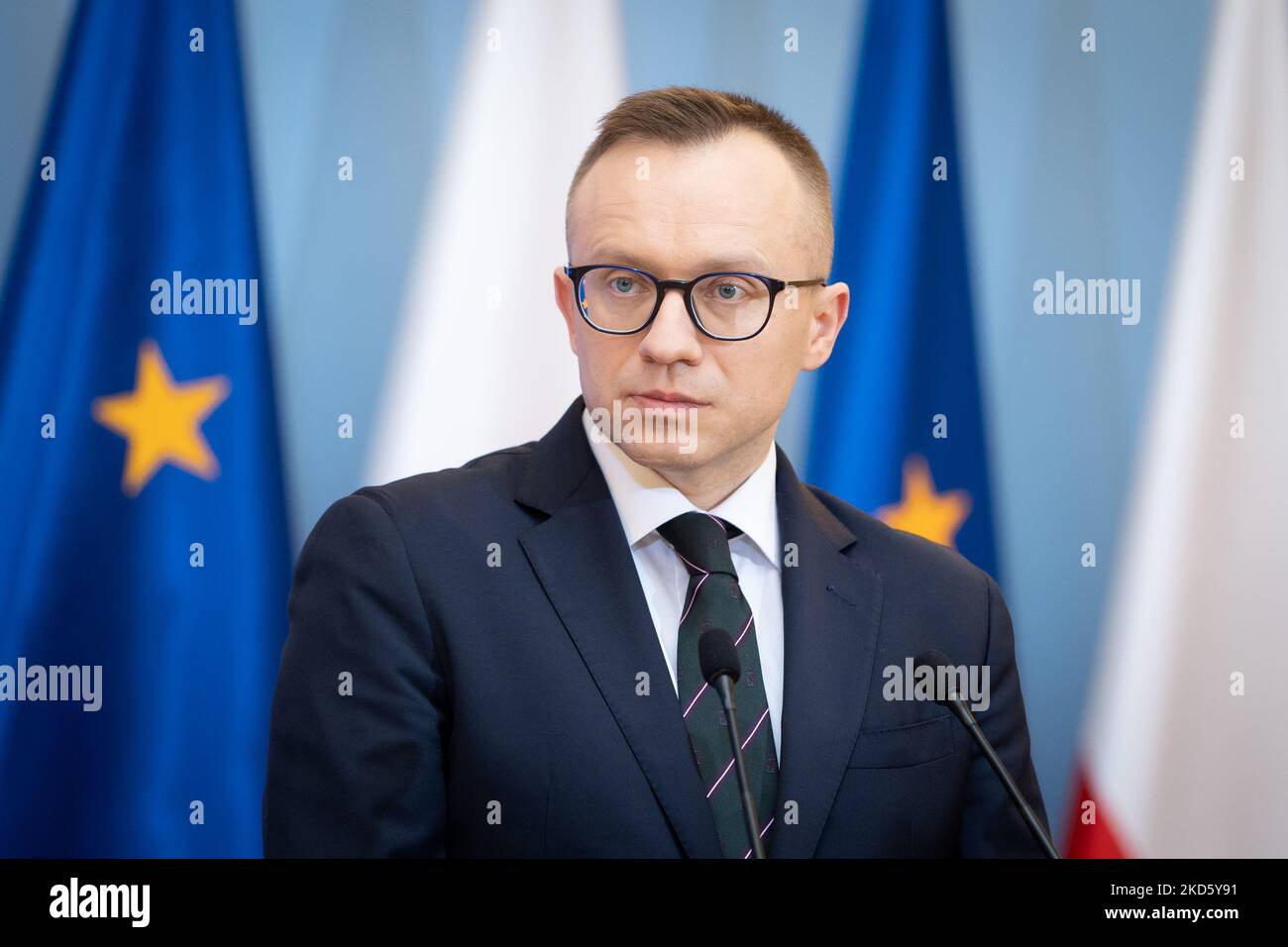 Polish Deputy Finance Minister Artur Sobon during a press conference ...