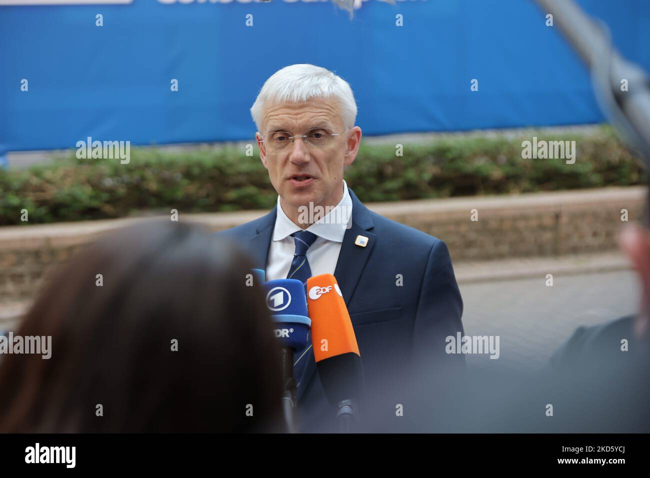 Latvia's Prime Minister Krisjanis Karins arrives before a EU summit in ...