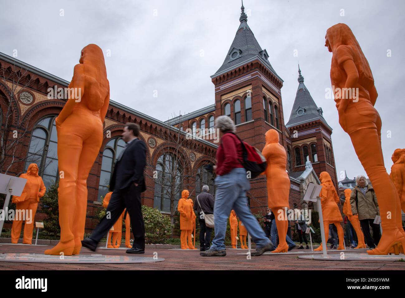 3-D printed orange statues celebrating contemporary women innovators in ...