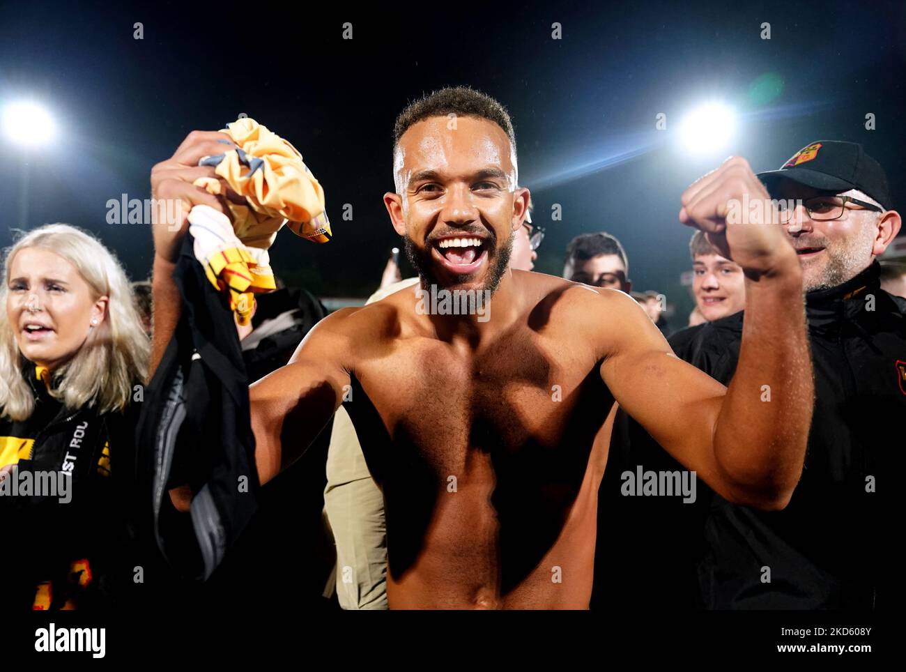 Alvechurch's goalscorer Danny Waldron celebrates at the end of the ...