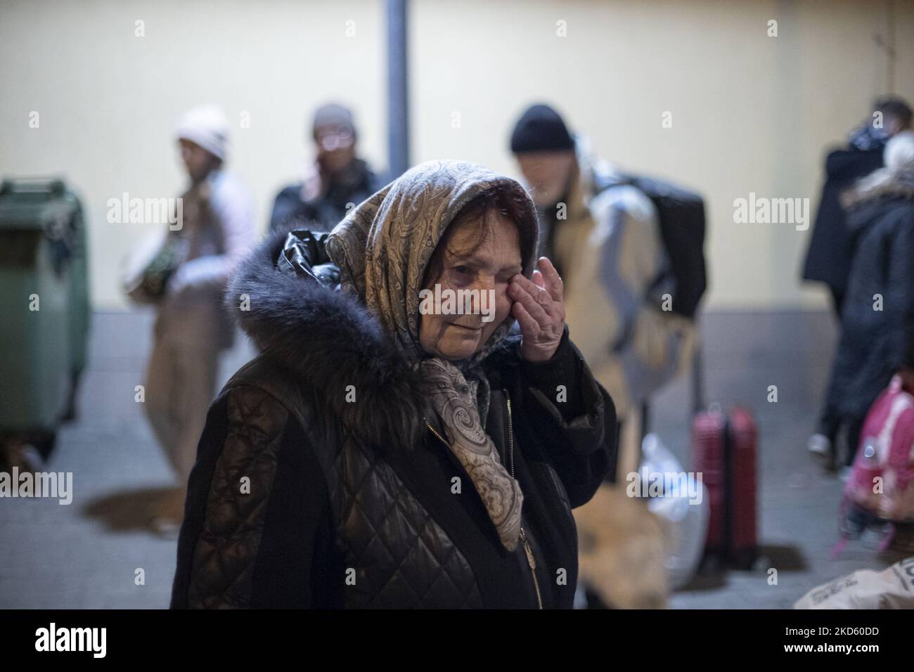 Old women cry and hug as they arrive safely in Poland. Refugees from ...