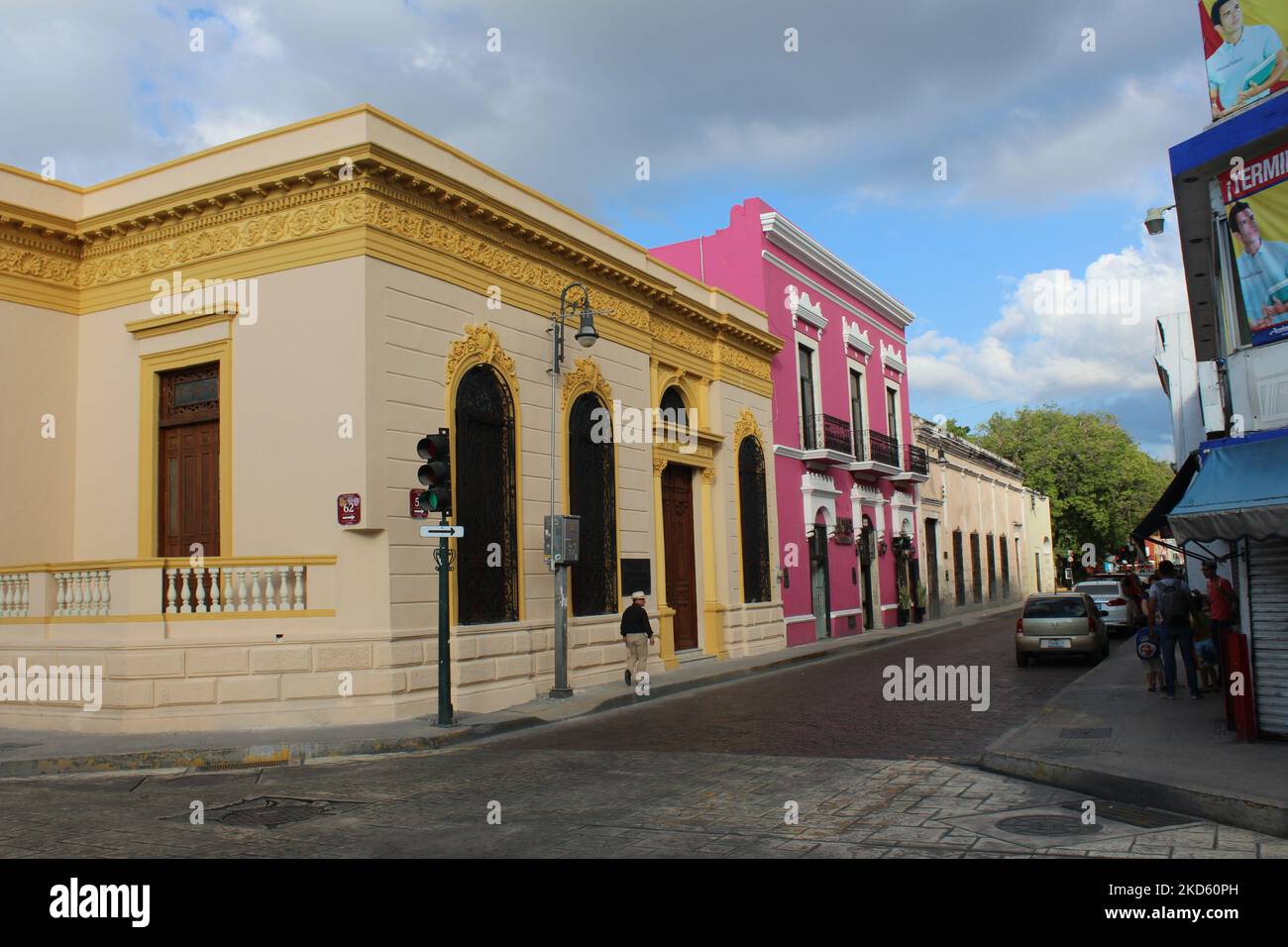 MERIDA, MEXICO - OCTOBER 2, 2016 traditional building in bright colours ...