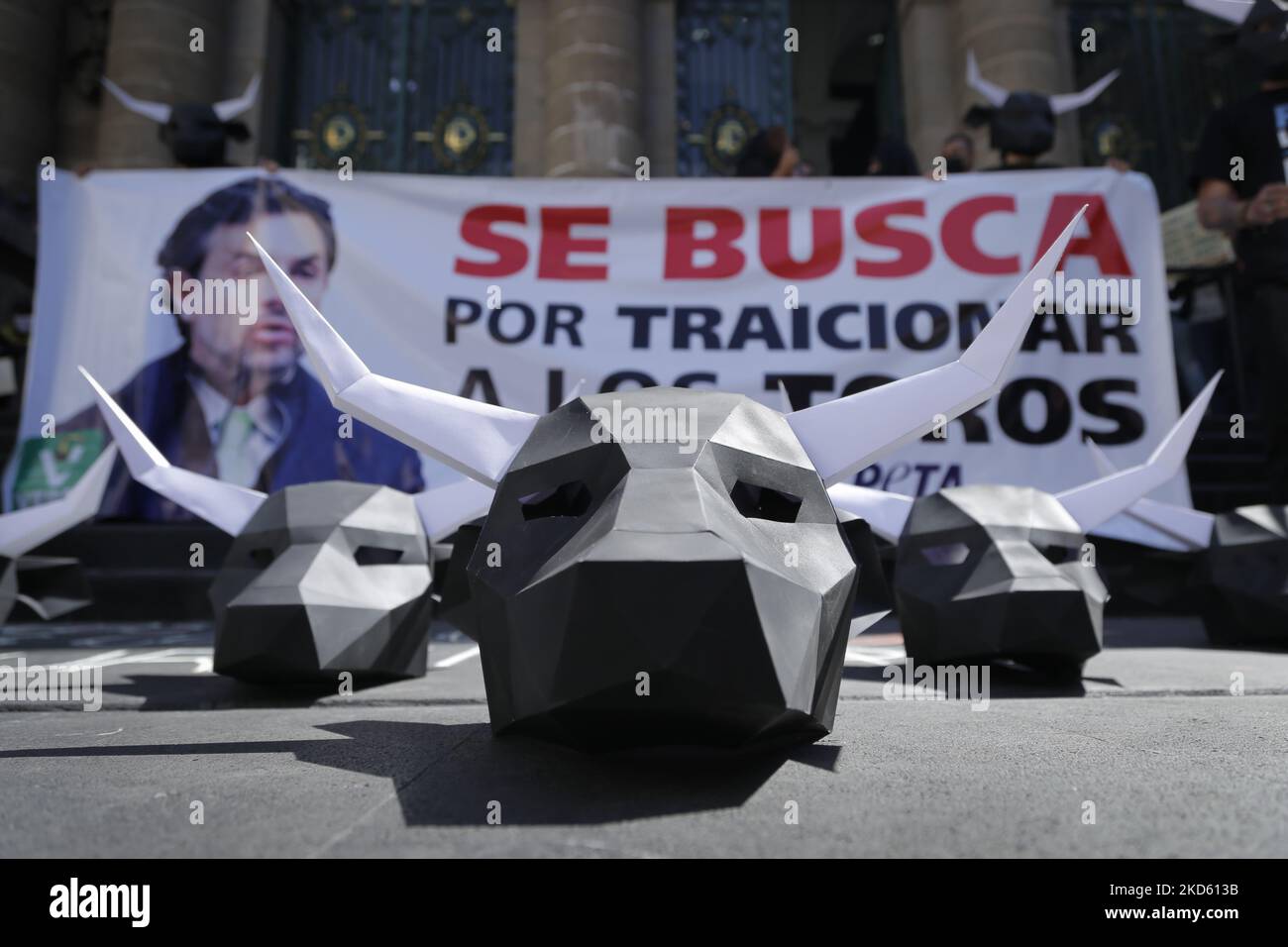 Bull mask were placed on the floor on March 24, 2022. Members of the ...