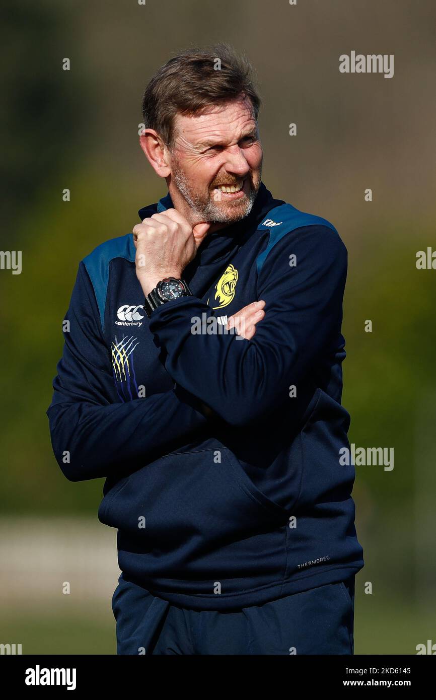 Alan Walker, Durham Coach, looks on during the MCC University match ...