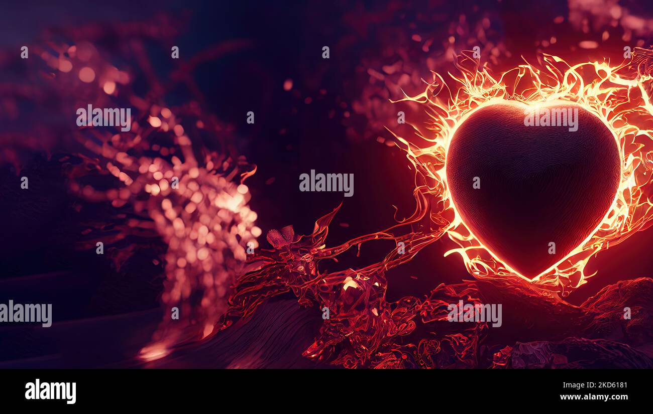 Burning heart 3d valentine hi-res stock photography and images - Alamy