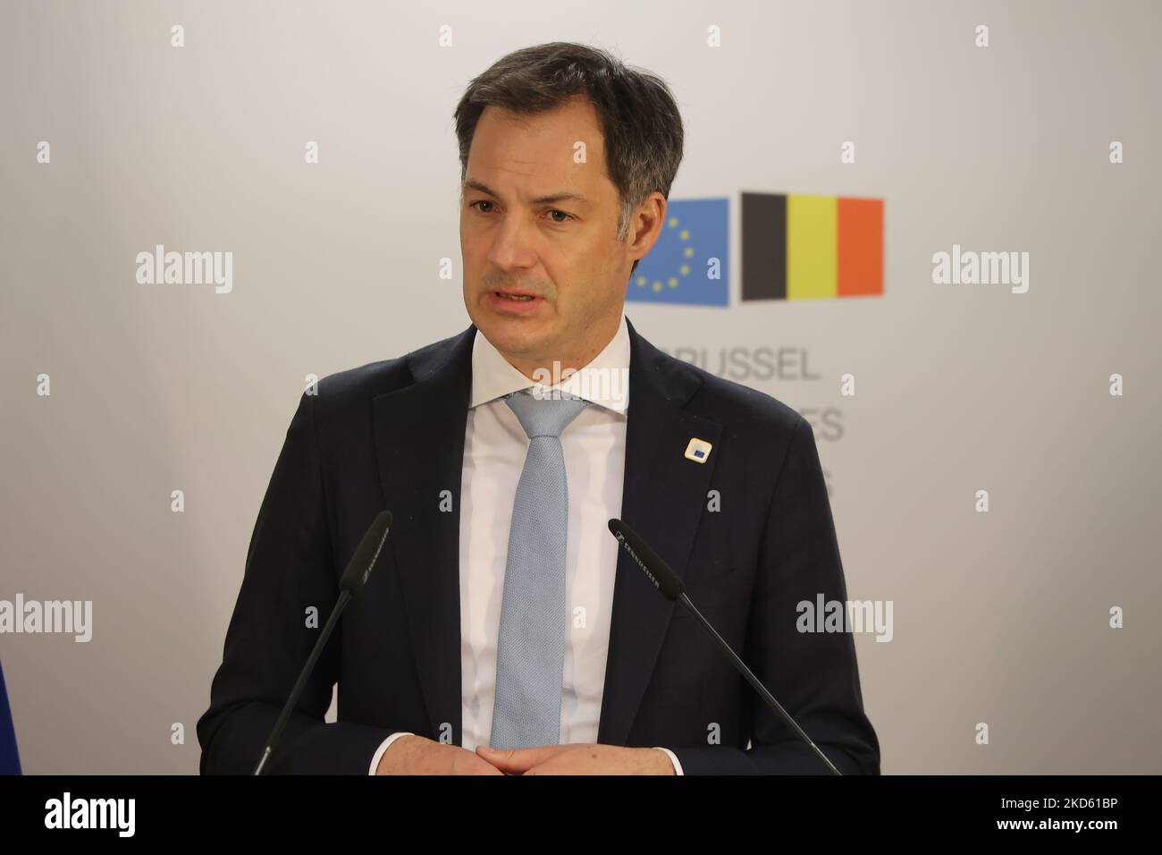 Prime Minister of Belgium Alexander De Croo during a press conference ...