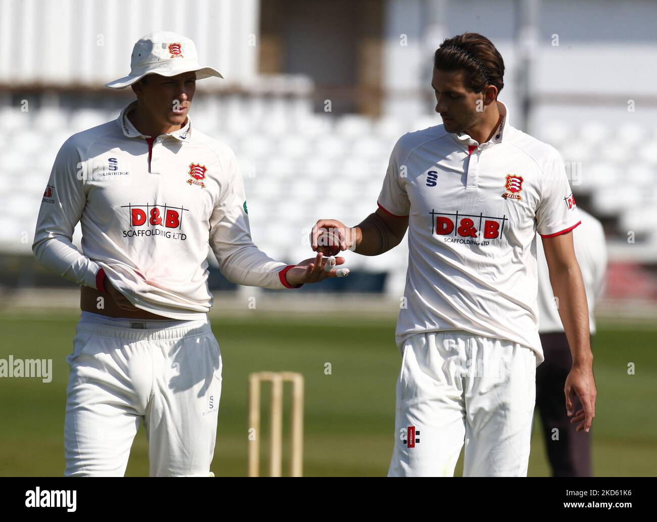 : L-R Essex's Michael Pepper and Essex's Jack Plom during an Essex CCC ...