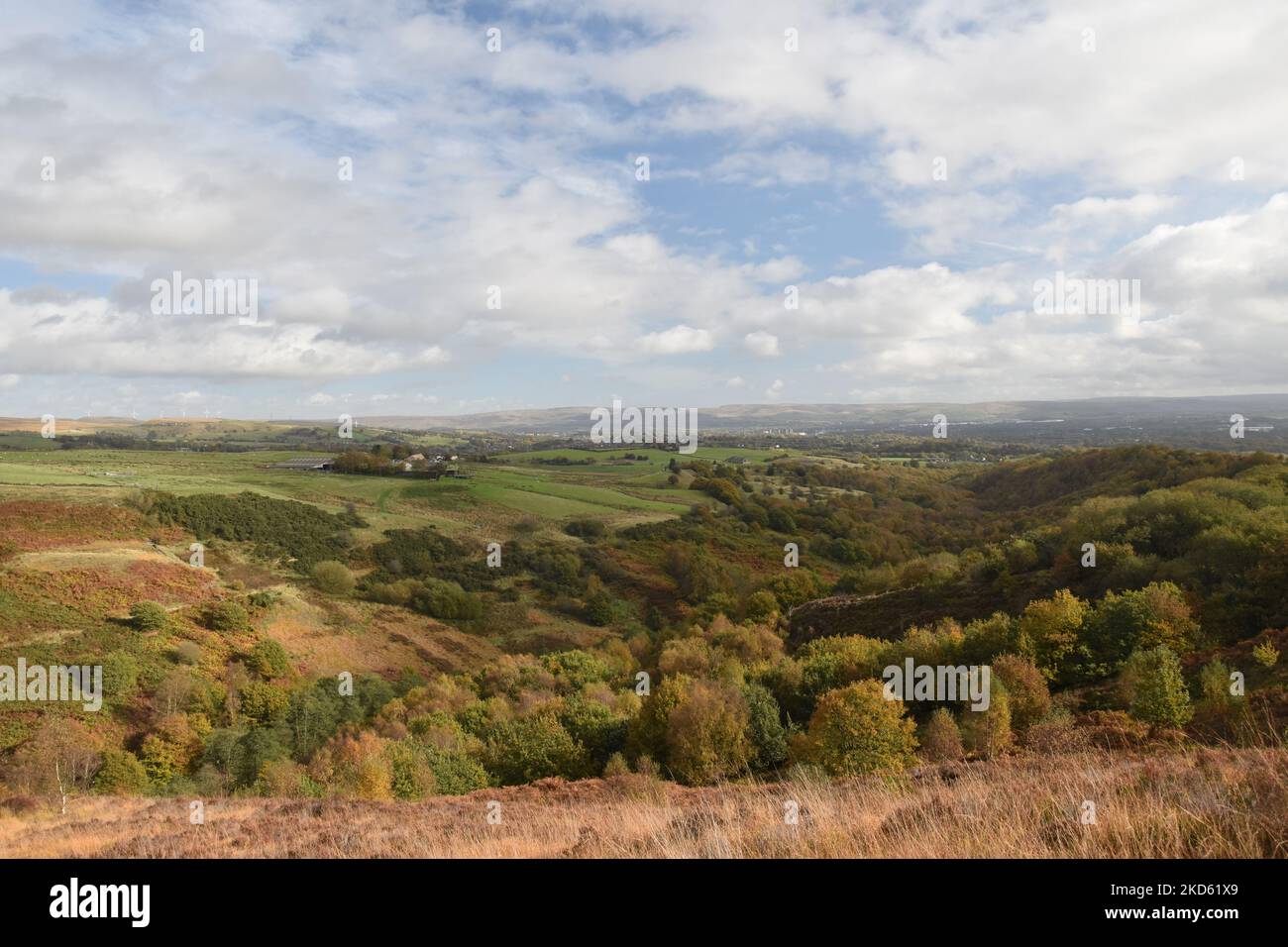 A green valley with a blue cloudy sky in the background, Bury ...