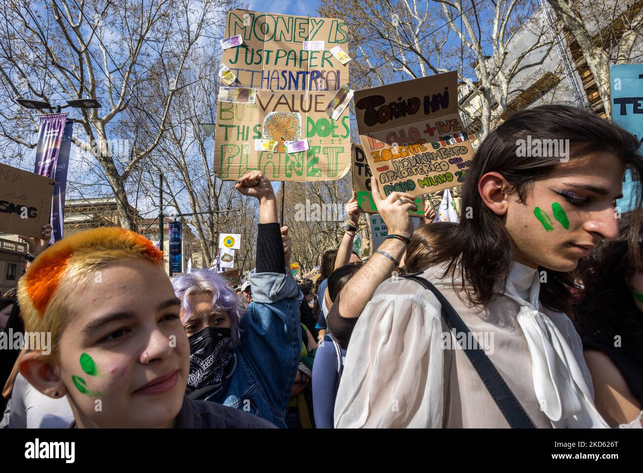 Climate activists took to the streets of Turin, marching through the ...