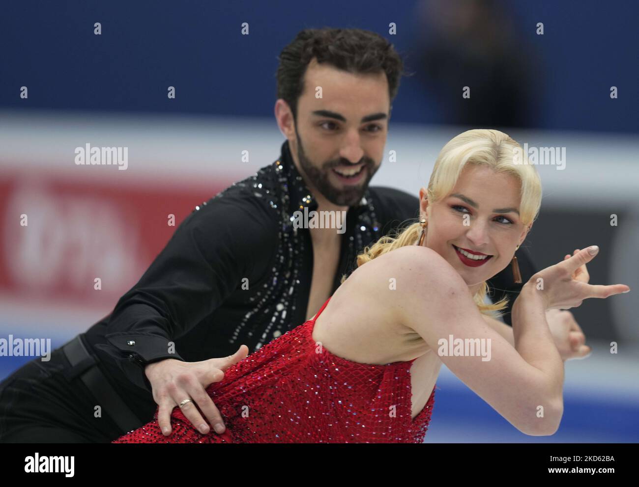 Olivia Smart and Adrian Diaz from Spain during Pairs Ice Dance, at Sud ...