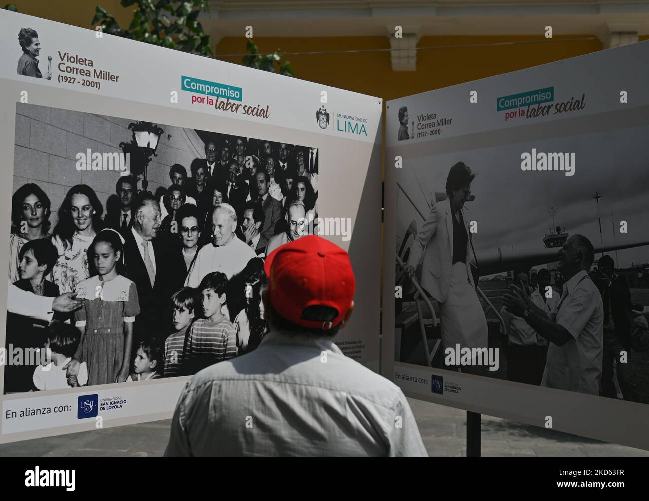 Outdoor exhibition related to Violeta Correa Miller, former First Lady ...
