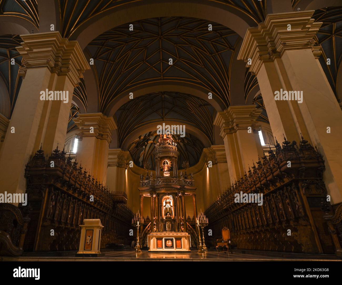 Inside the baroque-style Roman Catholic Cathedral of Lima. On Thursday ...