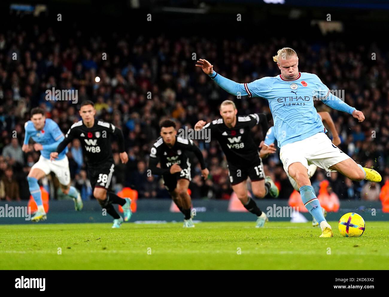 Manchester City's Erling Haaland scores their side's second goal of the ...
