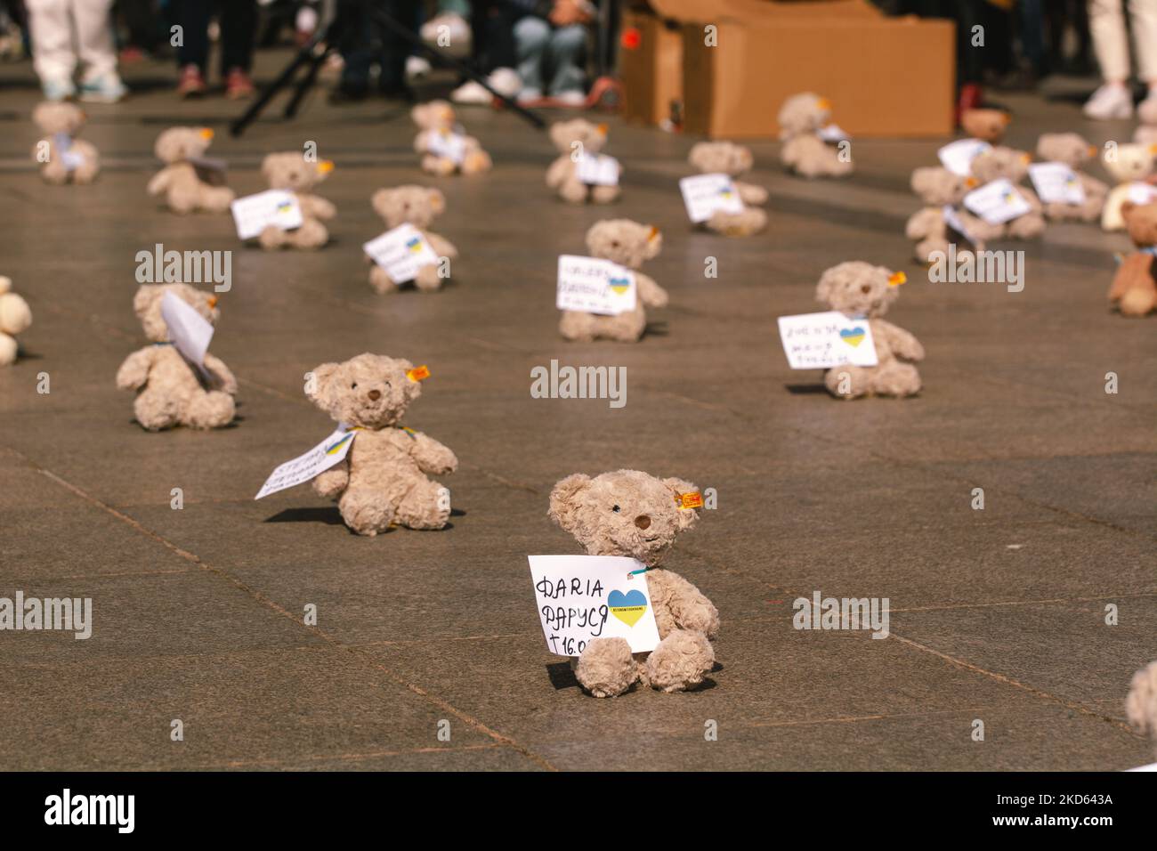 more than 100 teddy bears as a part of display of children who are ...