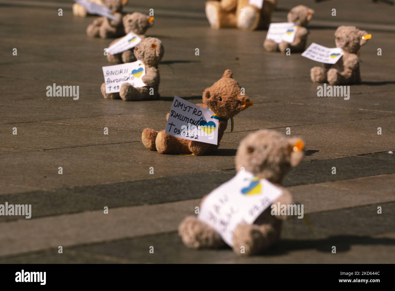more than 100 teddy bears as a part of display of children who are ...