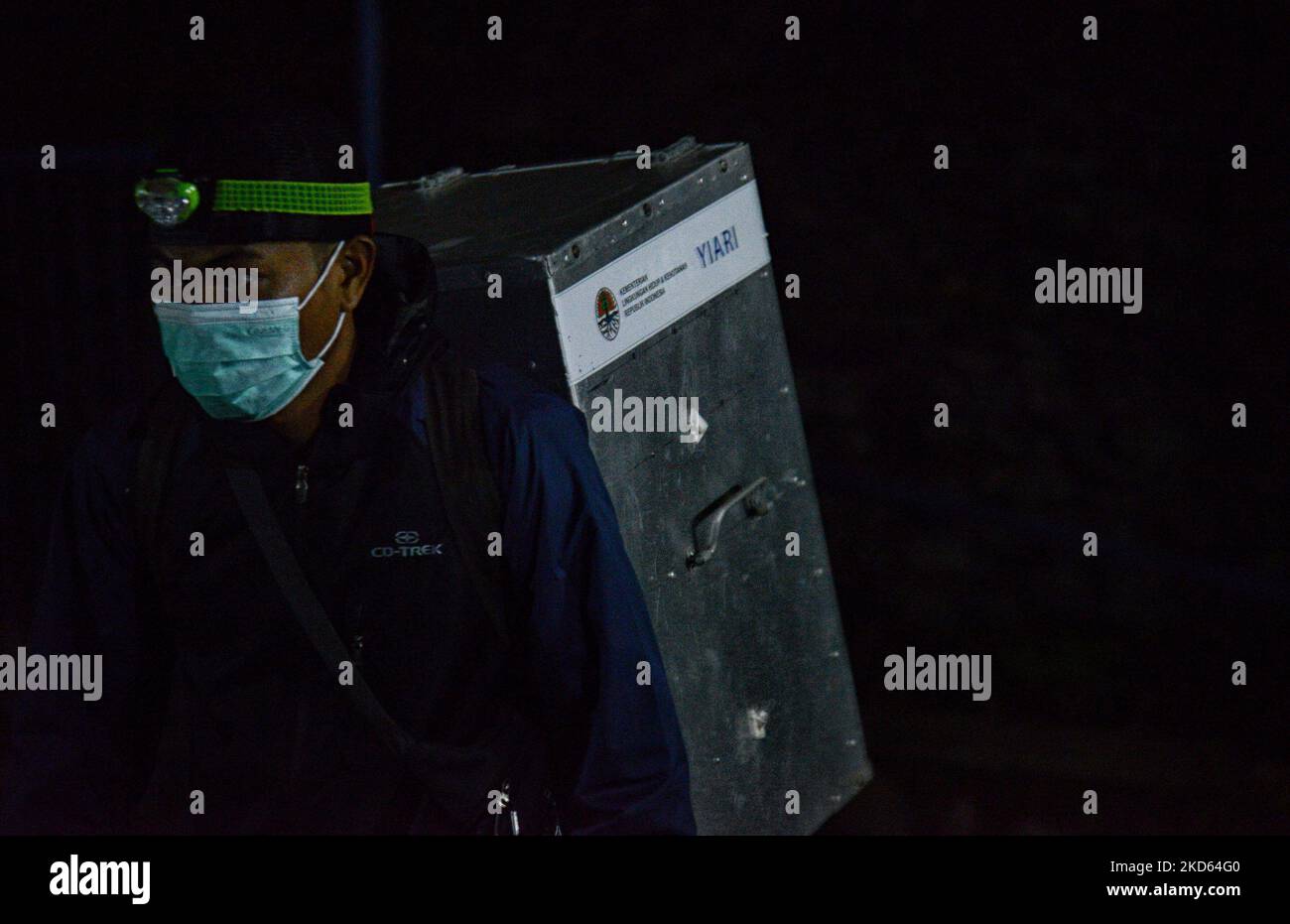 A officer carries a Javan slow loris before released into the wild at ...