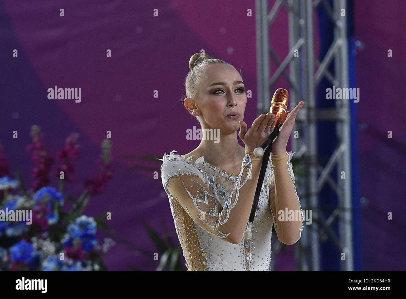 Ukrainian rhythmic gymnast Viktoriian Onopriienko performing for ...