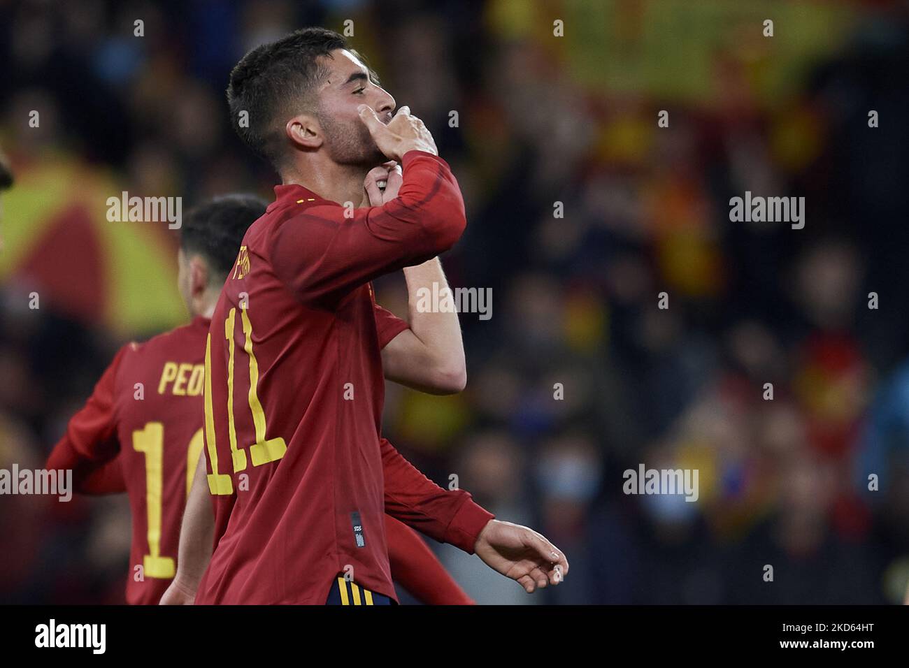 Ferran Torres (FC Barcelona) of Spain celebrates after scoring his ...