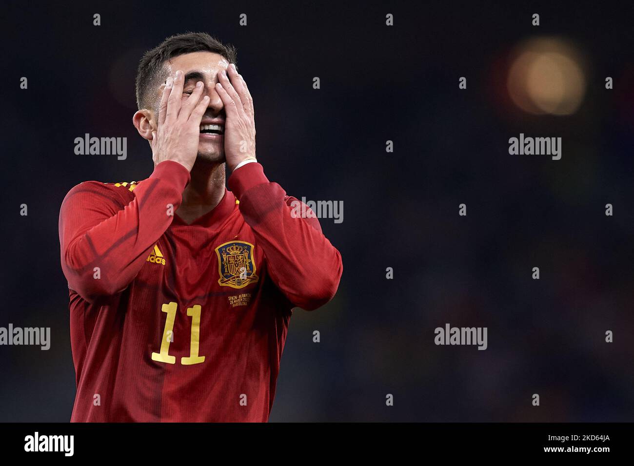 Ferran Torres (FC Barcelona) of Spain lament a failed occasion during ...