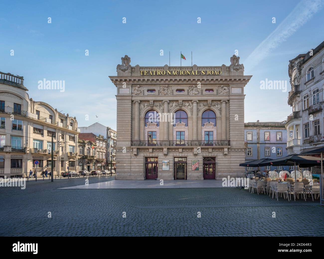 Sao Joao National Theatre at Batalha Square - Porto, Portugal Stock ...