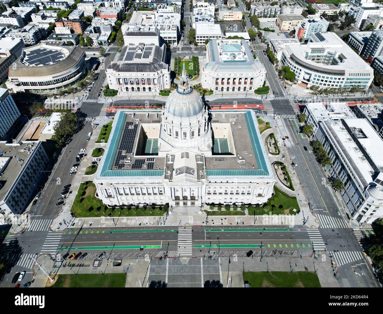Aerial view city hall san hi-res stock photography and images - Alamy