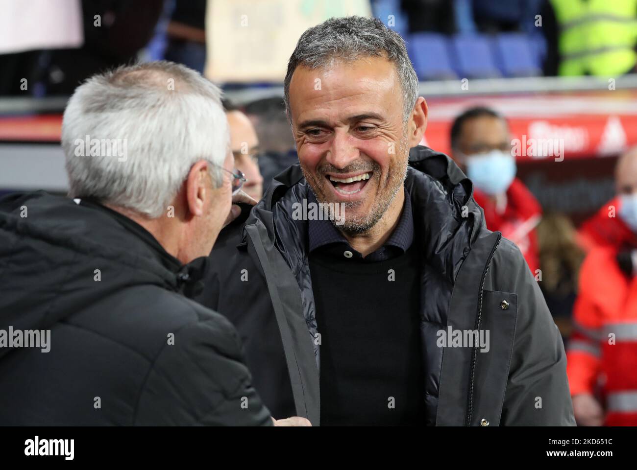 Edoardo Reja and Luis Enrique Martinez during the friendly match ...
