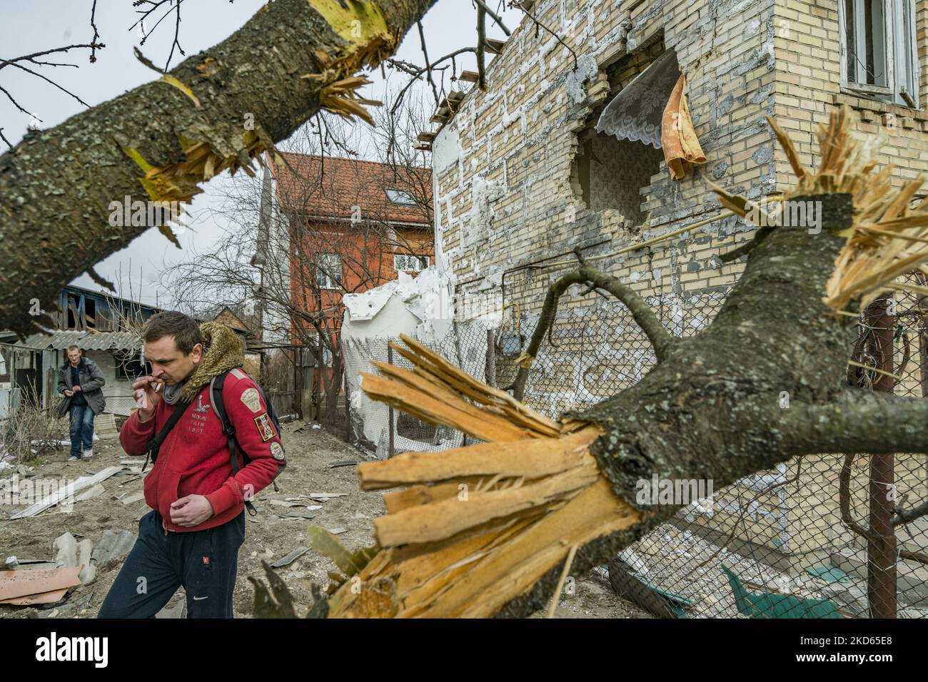 Aftermath after the shelling of the russian artillery in Boyarka ...