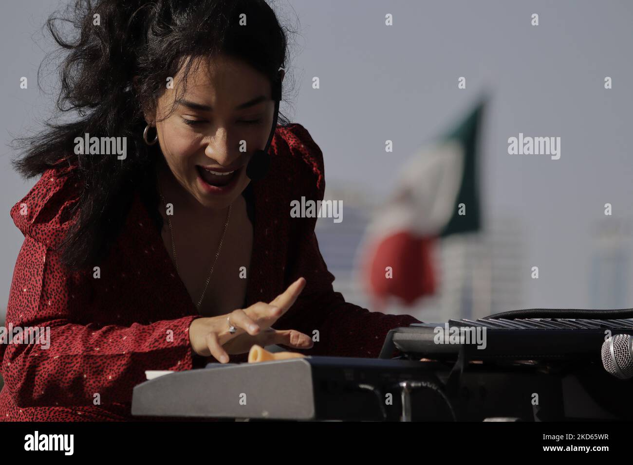 Flor Amargo, Mexican singer, during the commemoration of the 79th ...