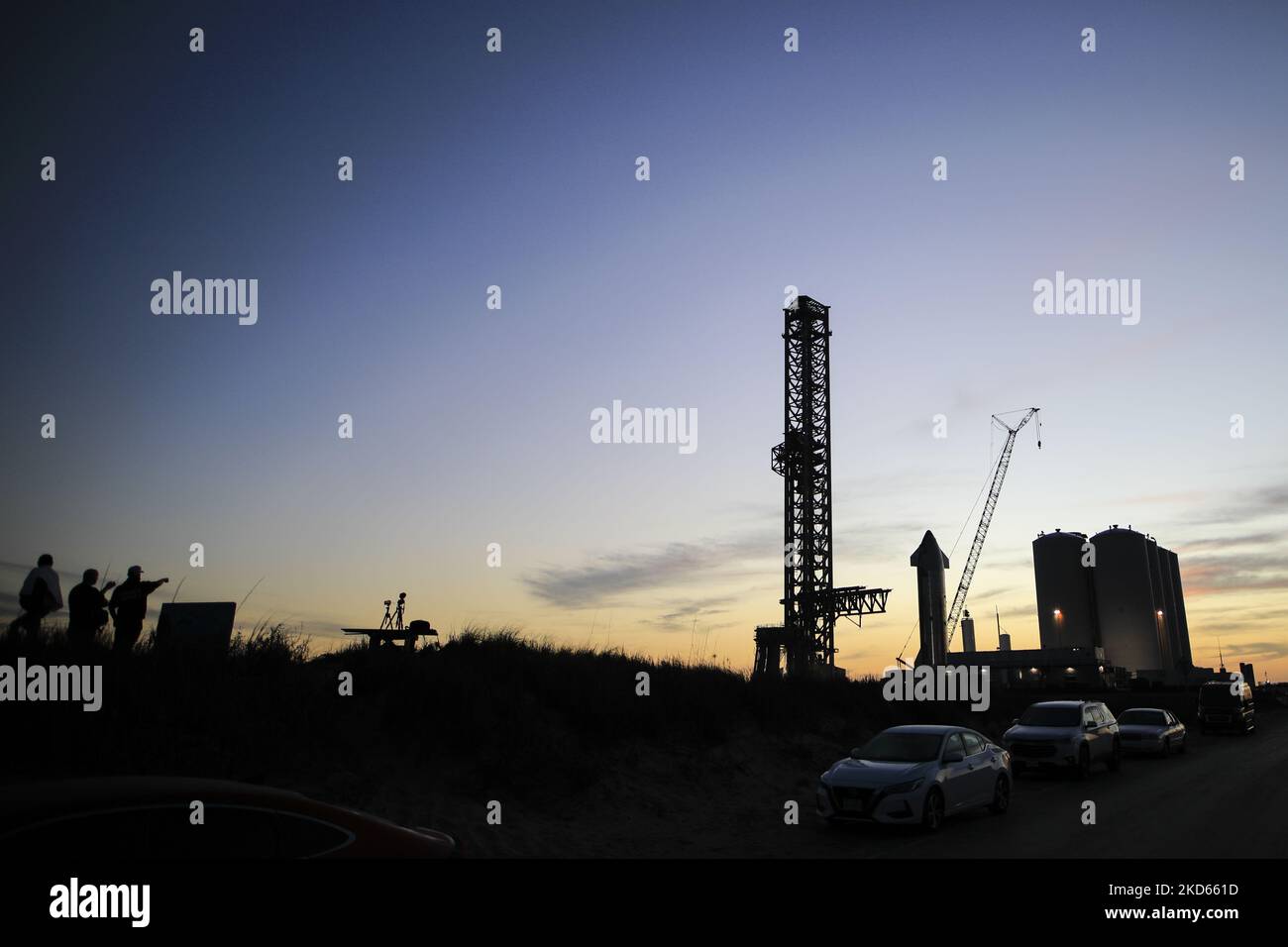 SpaceX fans gather to photograph Starbase as the sun sets on March 26th ...