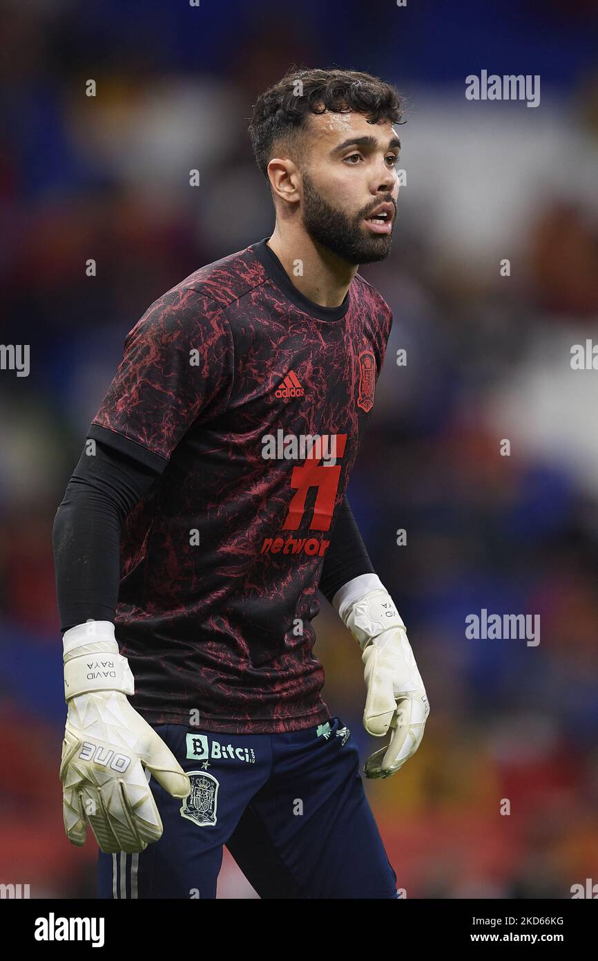 David Raya (Brentford FC) of Spain during the warm-up before the ...
