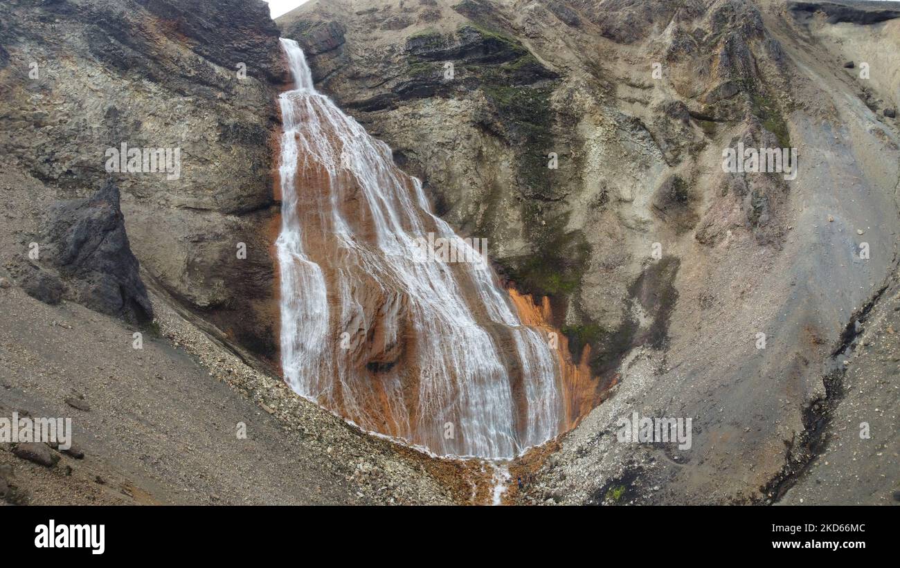 An aerial view of a river flowing through mountains Stock Photo - Alamy