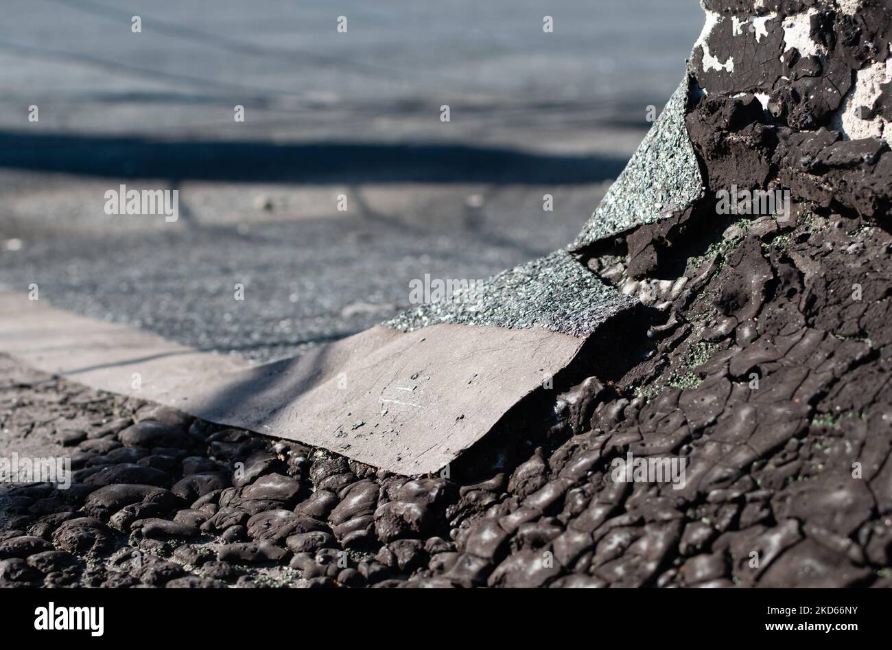 Repair of roof of multi-storey building with a waterproofing covering ...