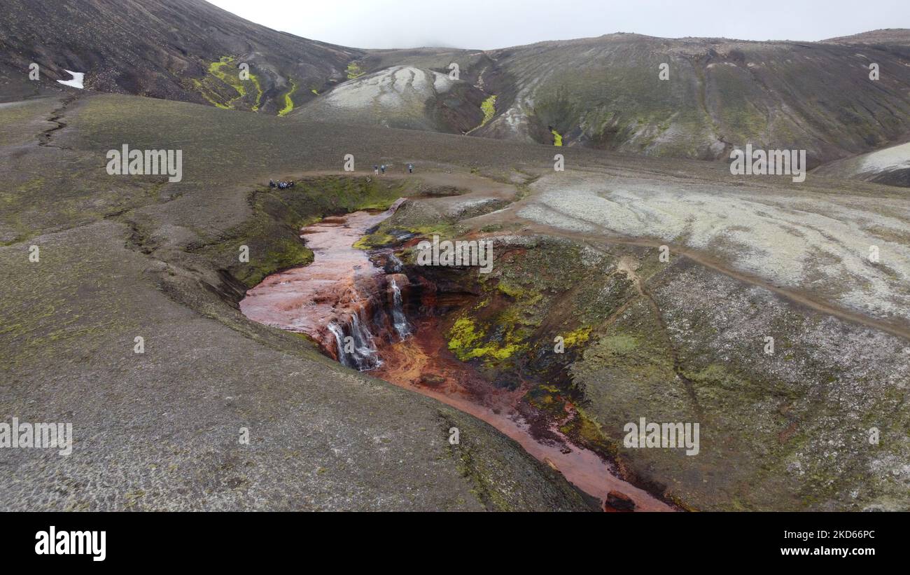 An aerial view of a river flowing through mountains Stock Photo - Alamy