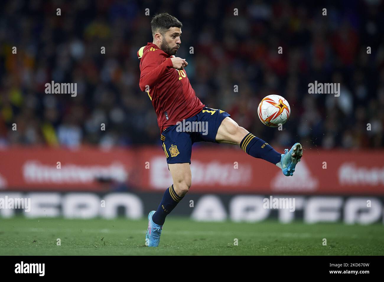 Jordi Alba (FC Barcelona) of Spain controls the ball during the ...