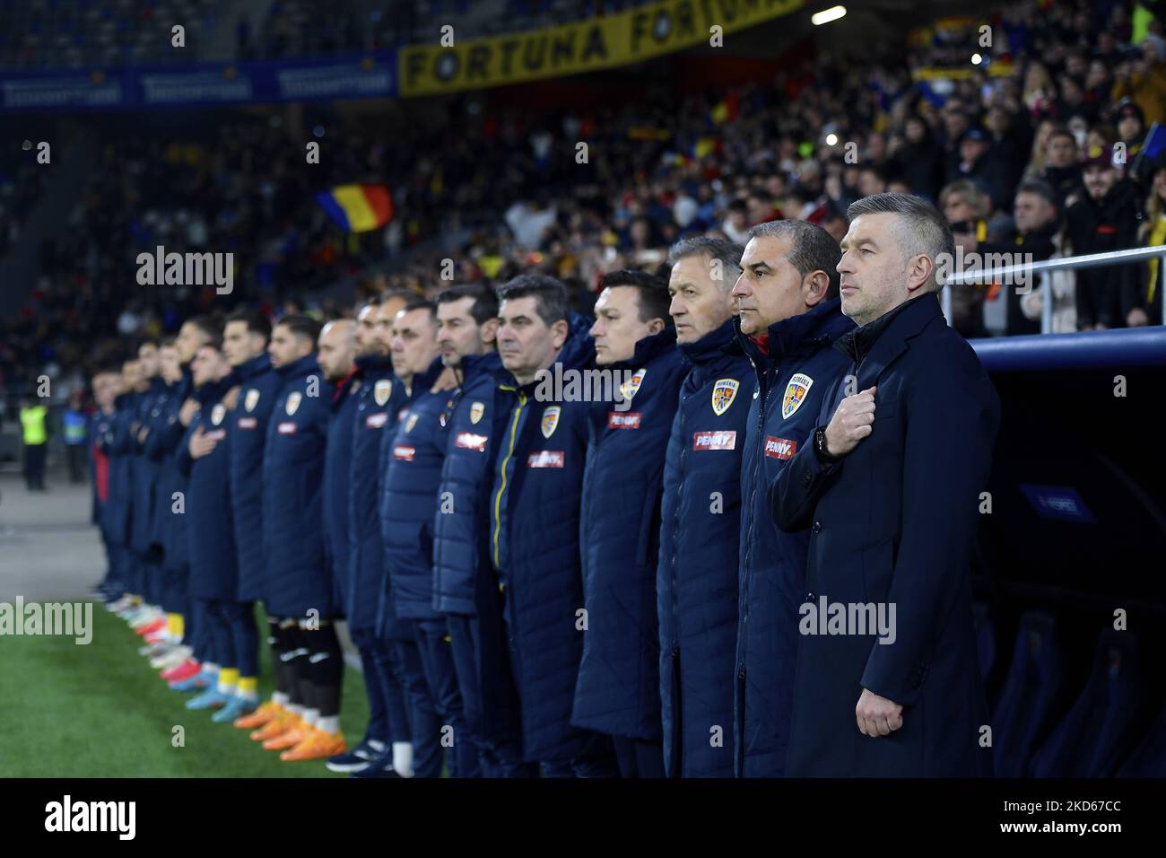 Romanian bench Edward Iordanescu, , Ionel Tersinio Gane and Florin ...