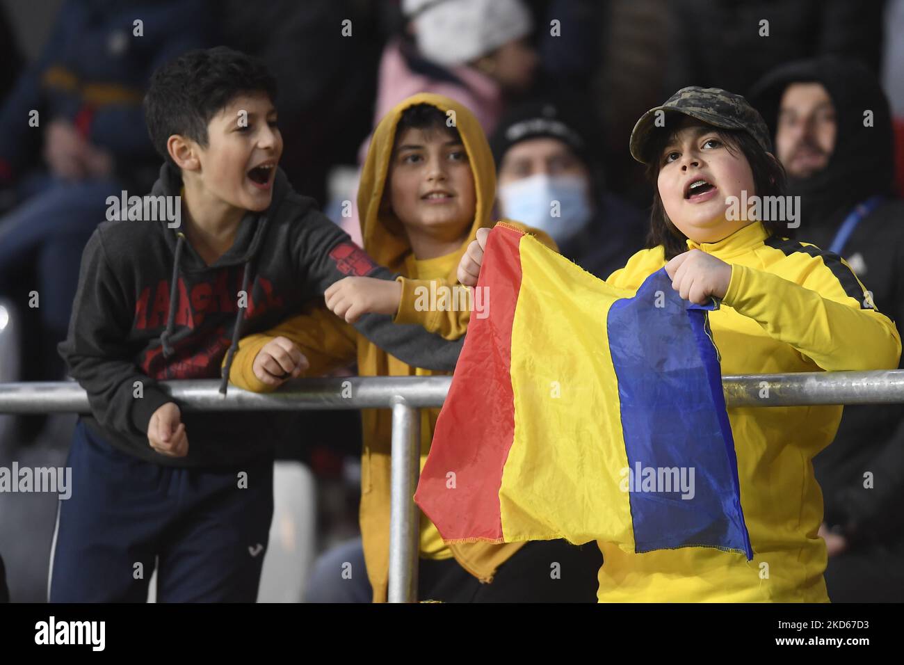 Romanian fans in action during the international friendly match between ...