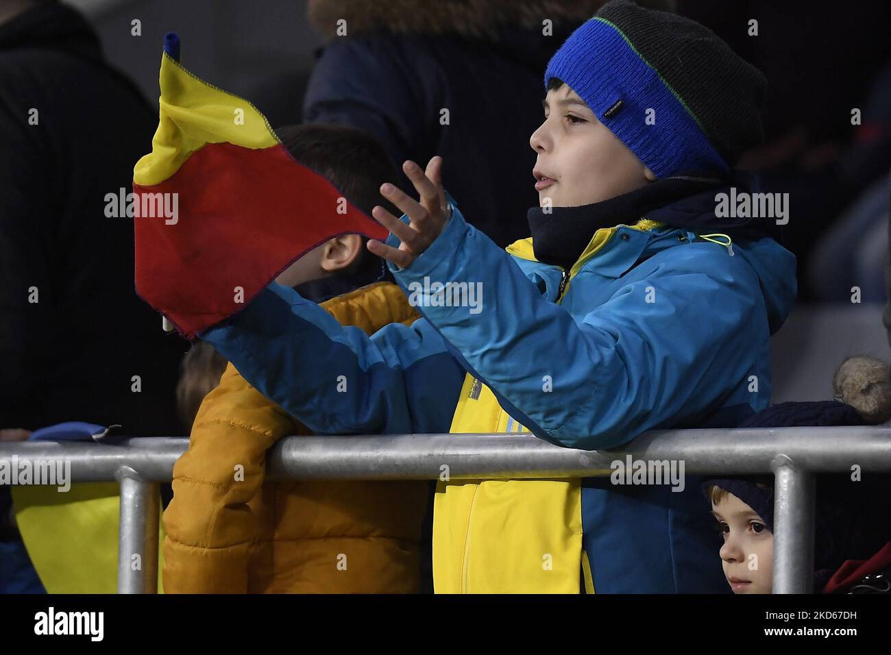Romanian fans in action during the international friendly match between ...
