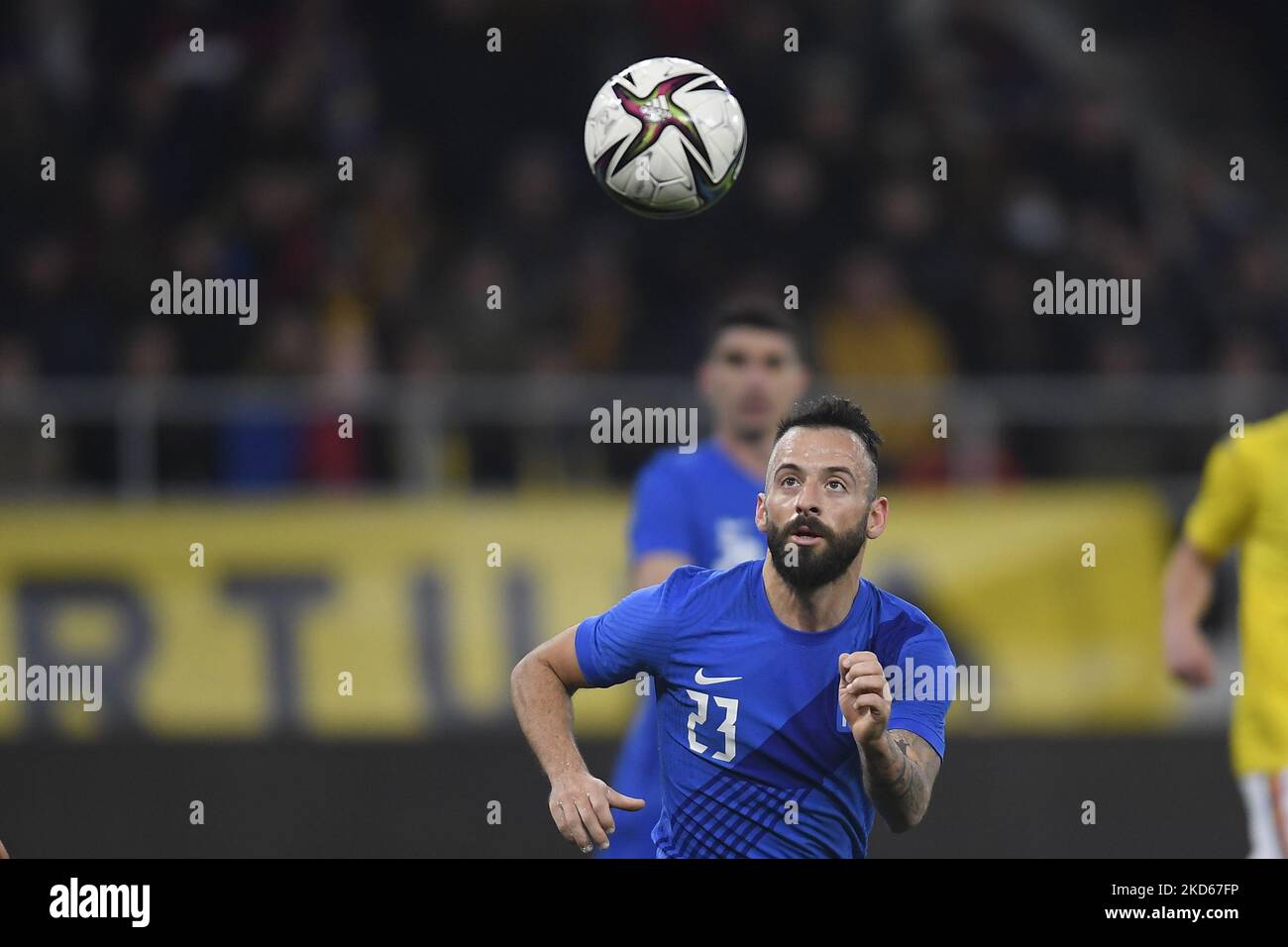 Manolis Siopis in action during the international friendly match ...