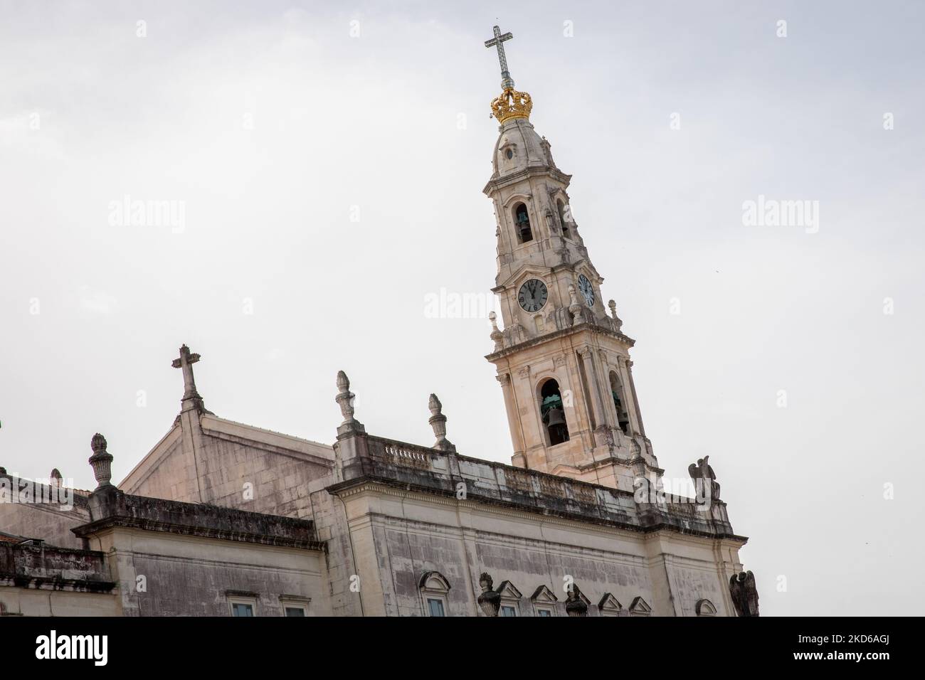 The iconic tower of the Sanctuary of Fátima, in Fatima, Portugal, on ...