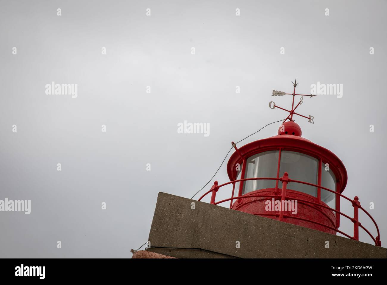 A view of the red lighthouse in Nazare, Portugal, on March 28, 2022 ...