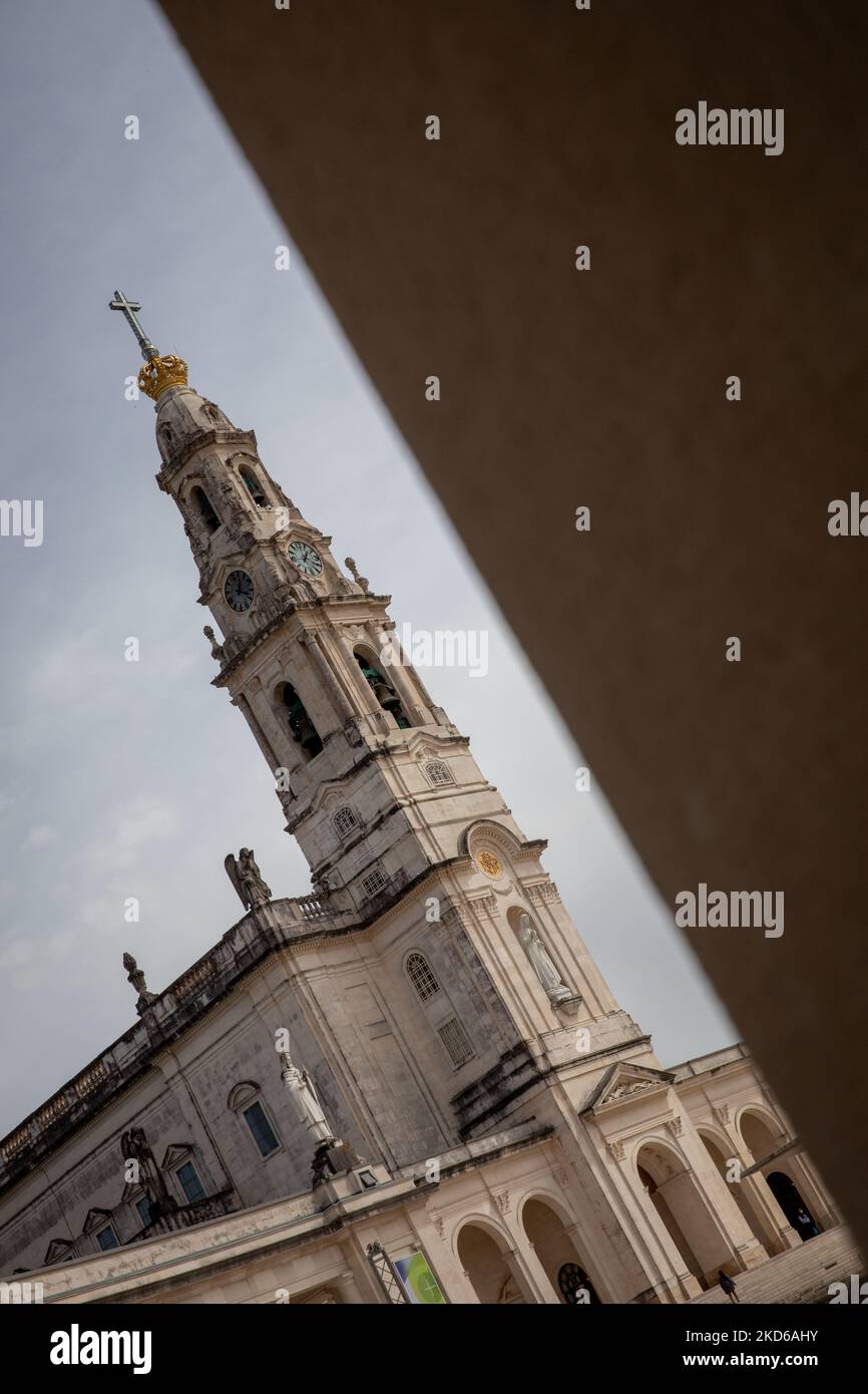 The iconic tower of the Sanctuary of Fátim in the Sanctuary of Our Lady ...