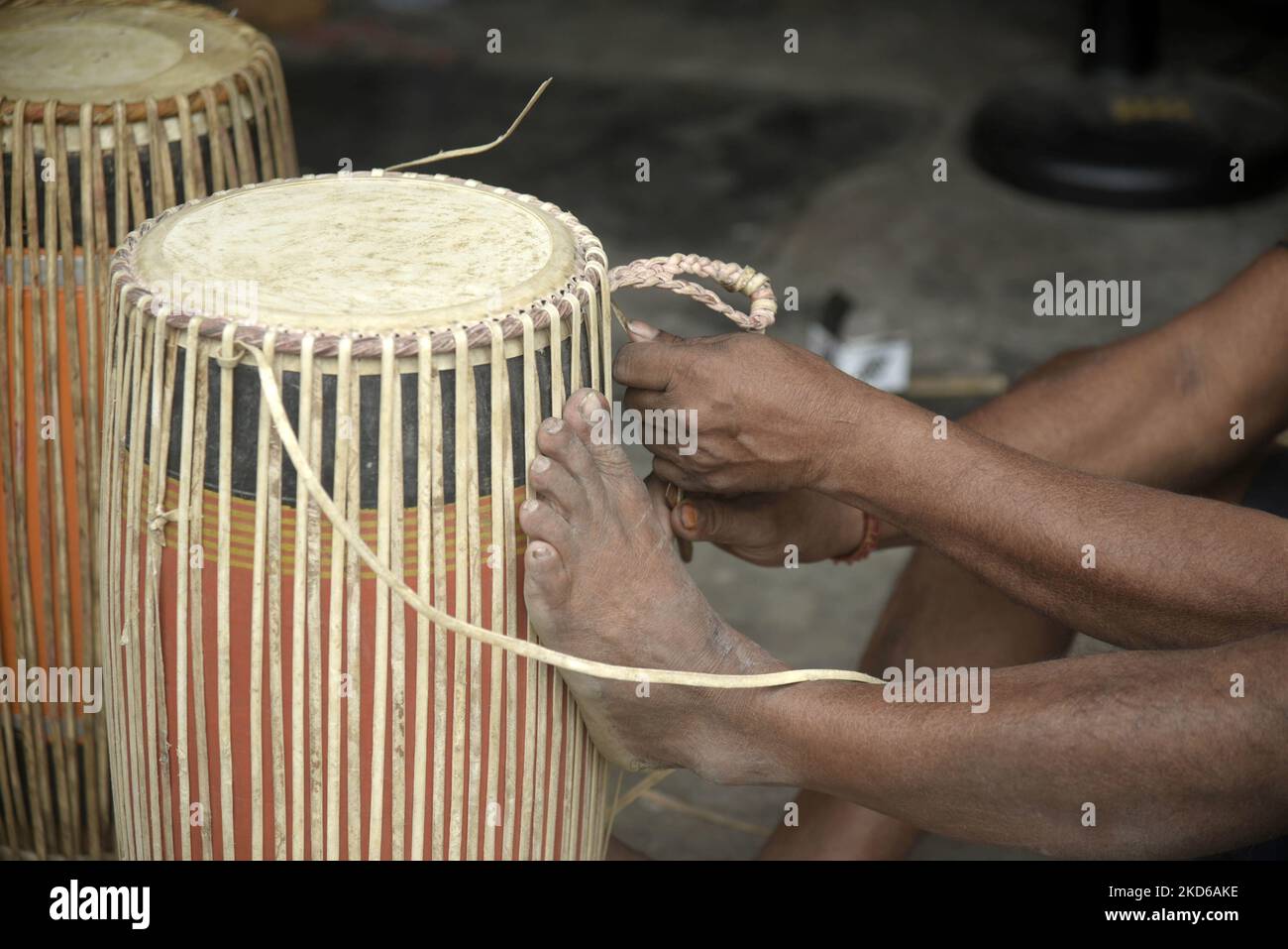 Artisan making traditional dhol (Drum) ahead of Rongali Bihu festival ...
