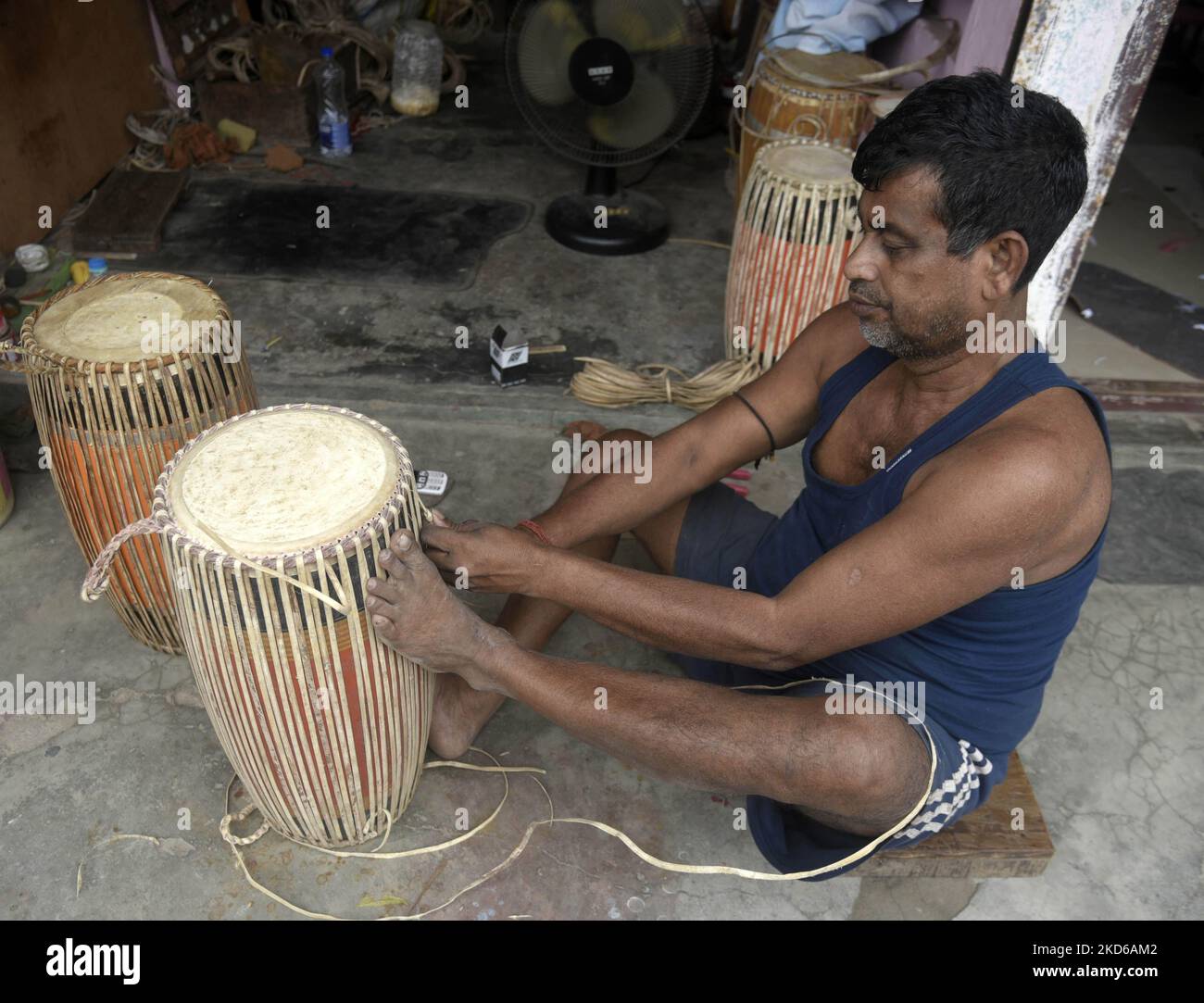 Artisan making traditional dhol (Drum) ahead of Rongali Bihu festival ...