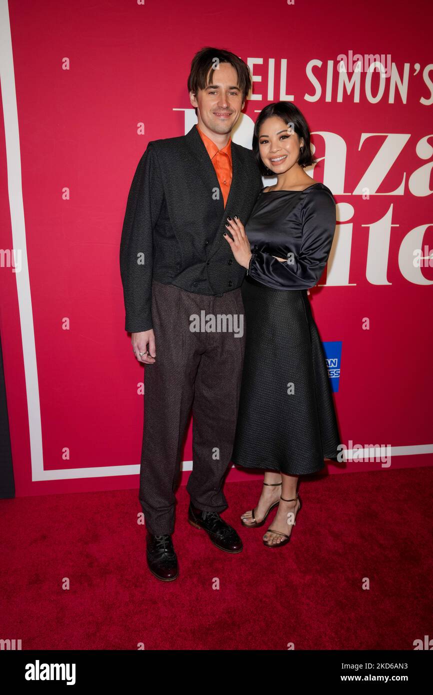 NEW YORK, NEW YORK - MARCH 28: Reeve Carney and Eva Noblezada attend ...