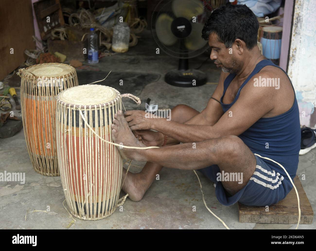 Artisan making traditional dhol (Drum) ahead of Rongali Bihu festival ...