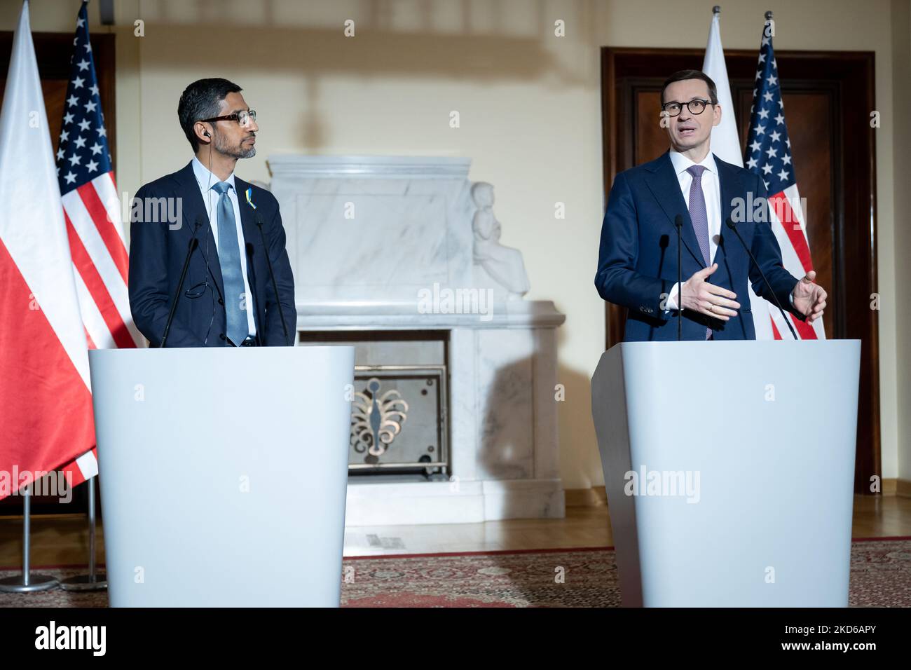 CEO of Alphabet and Google Sundar Pichai and Polish Prime Minister ...